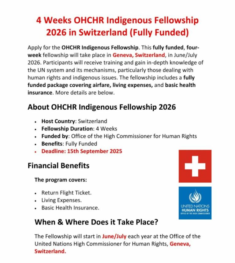 Bourse autochtone du HCDH 2026 en Suisse (entièrement financée ...